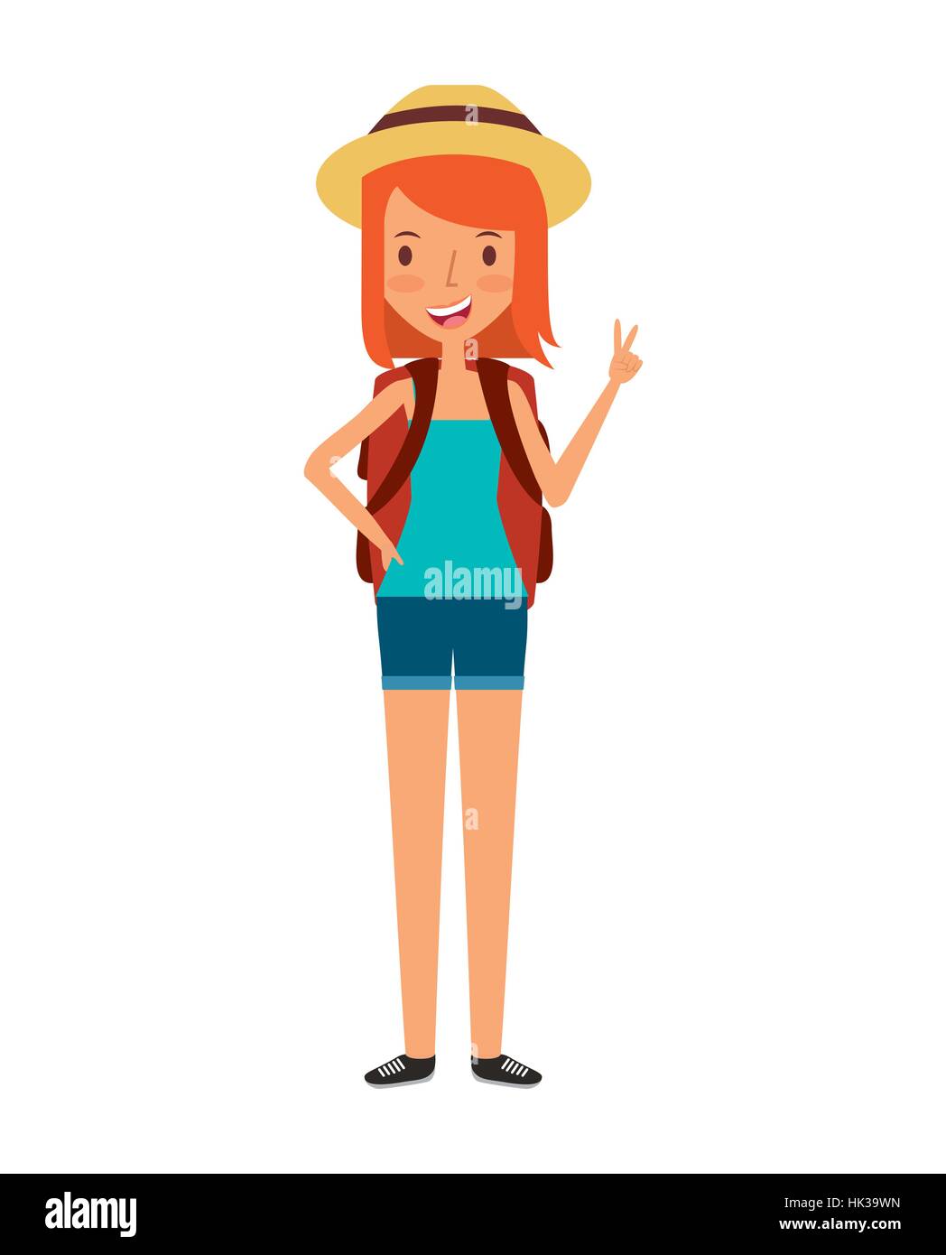happy young woman cartoon icon over white background. trip and ...