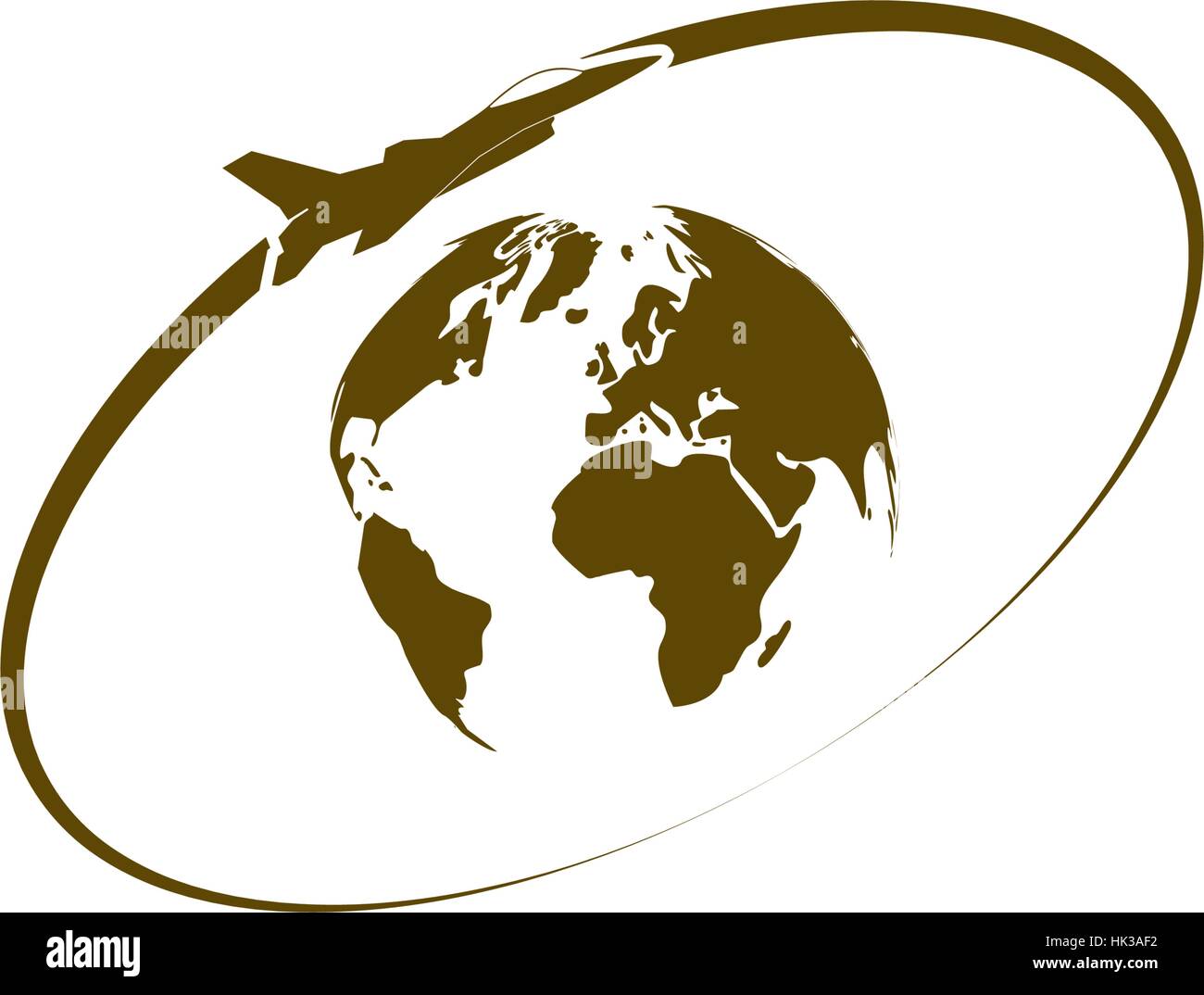 Airplane fly around the planet Earth. Logo Stock Vector Image & Art - Alamy