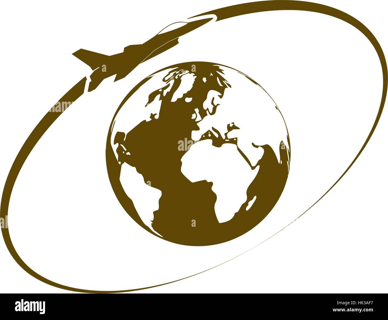 Airplane fly around the planet Earth. Logo Stock Vector Image & Art - Alamy