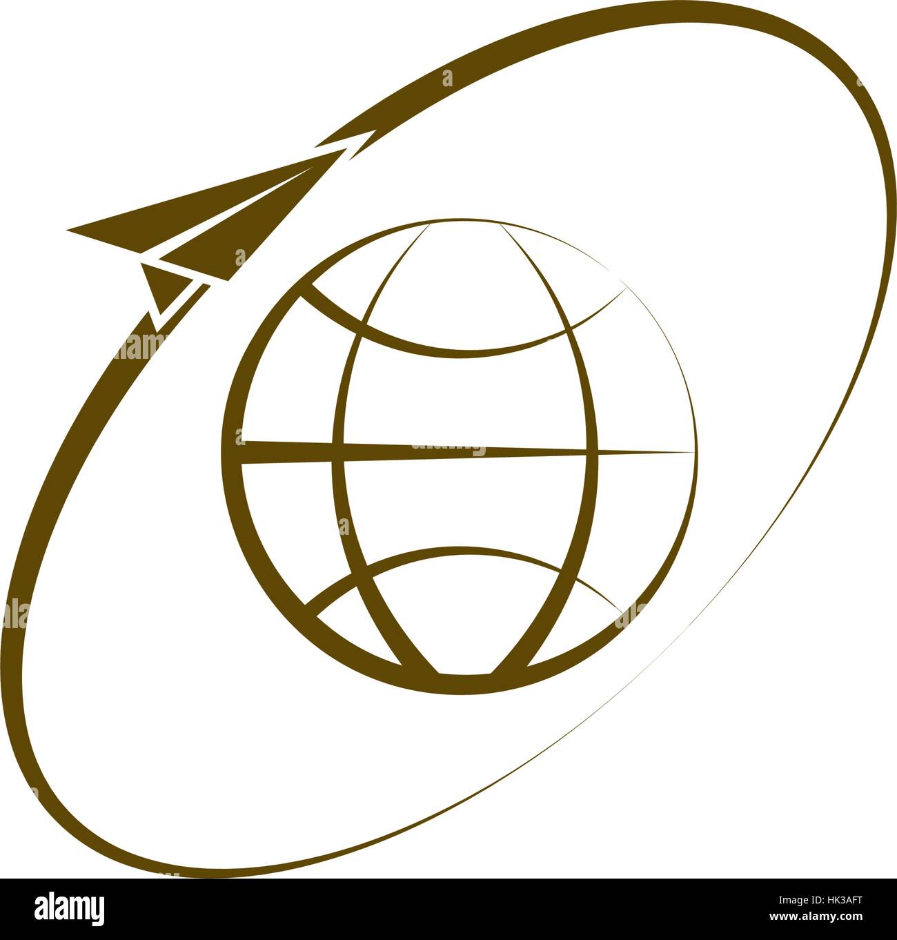 Airplane fly around the planet Earth. Logo Stock Vector Image & Art - Alamy
