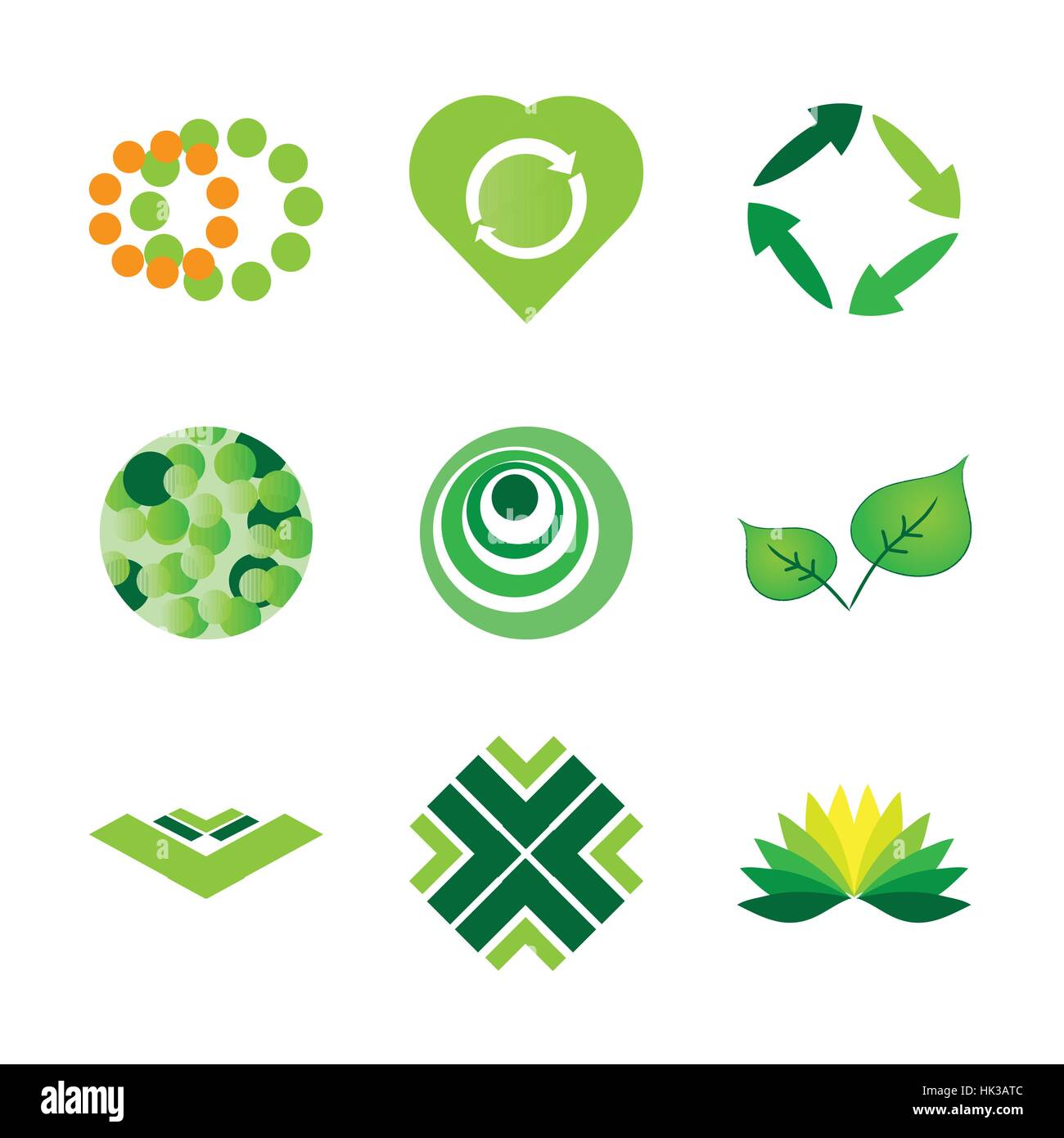 Nine colorful eco logos and icons - Vector Illustration Stock Vector ...