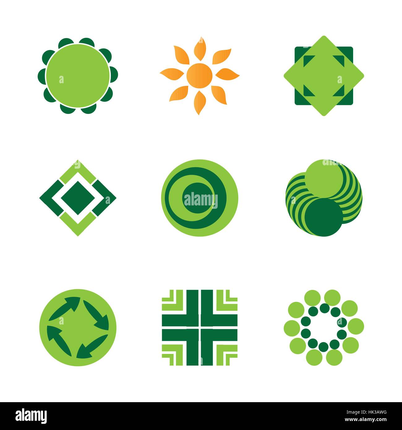 Nine colorful eco logos and icons - Vector Illustration Stock Vector ...