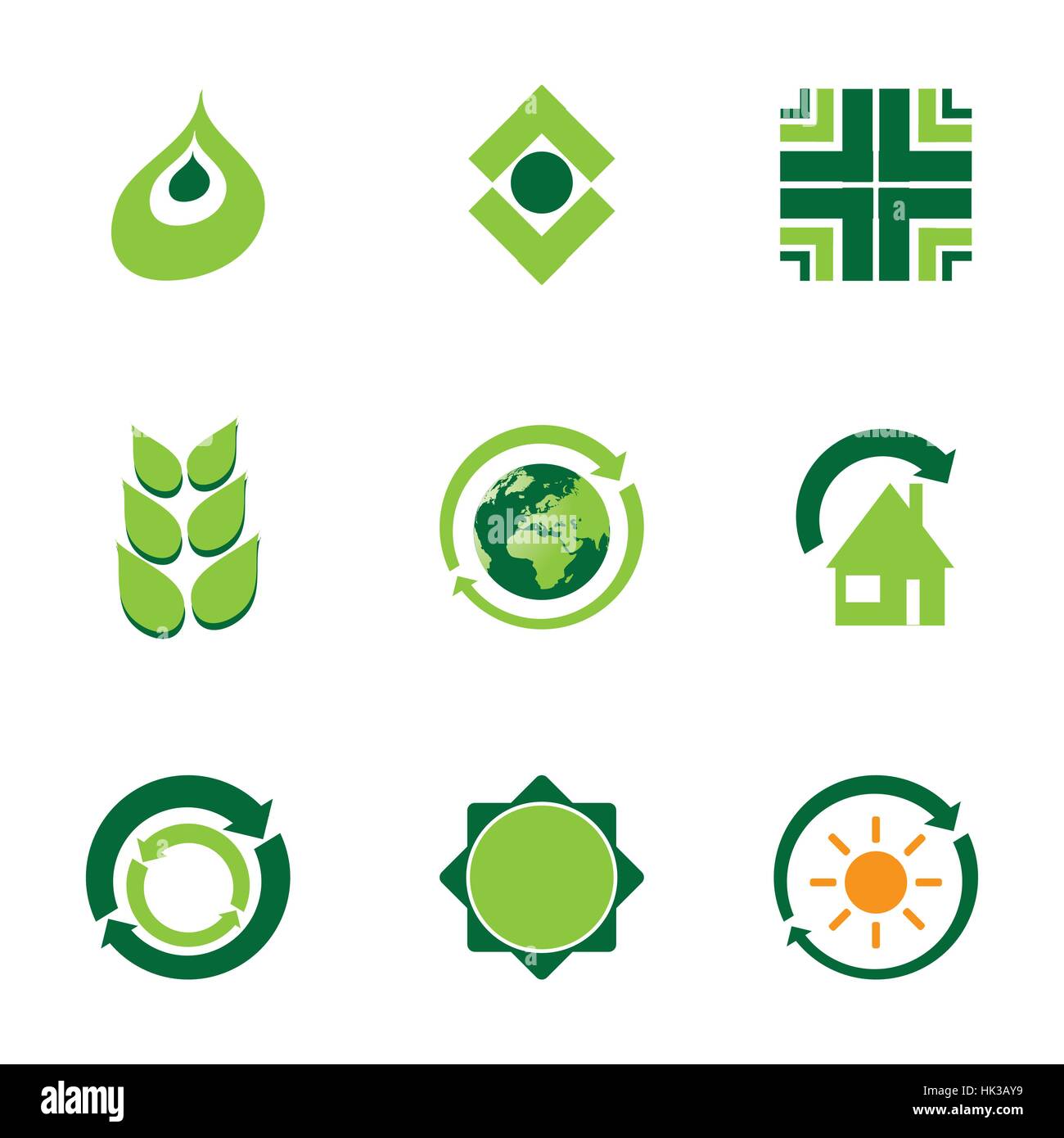 Nine colorful eco logos and icons - Vector Illustration Stock Vector ...