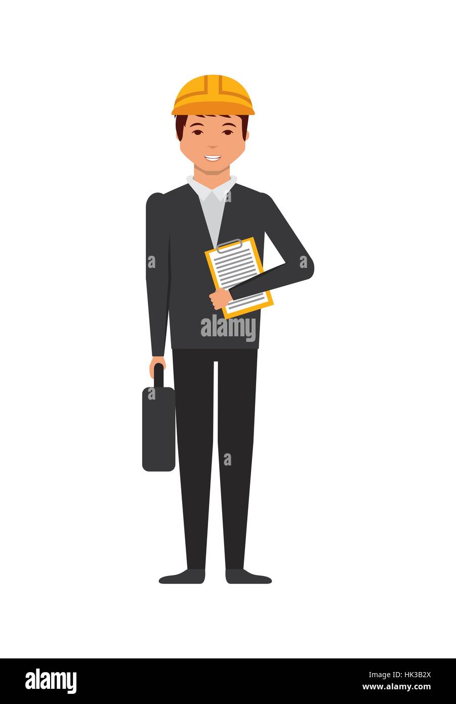 engineer man cartoon icon over white background. colorful design ...