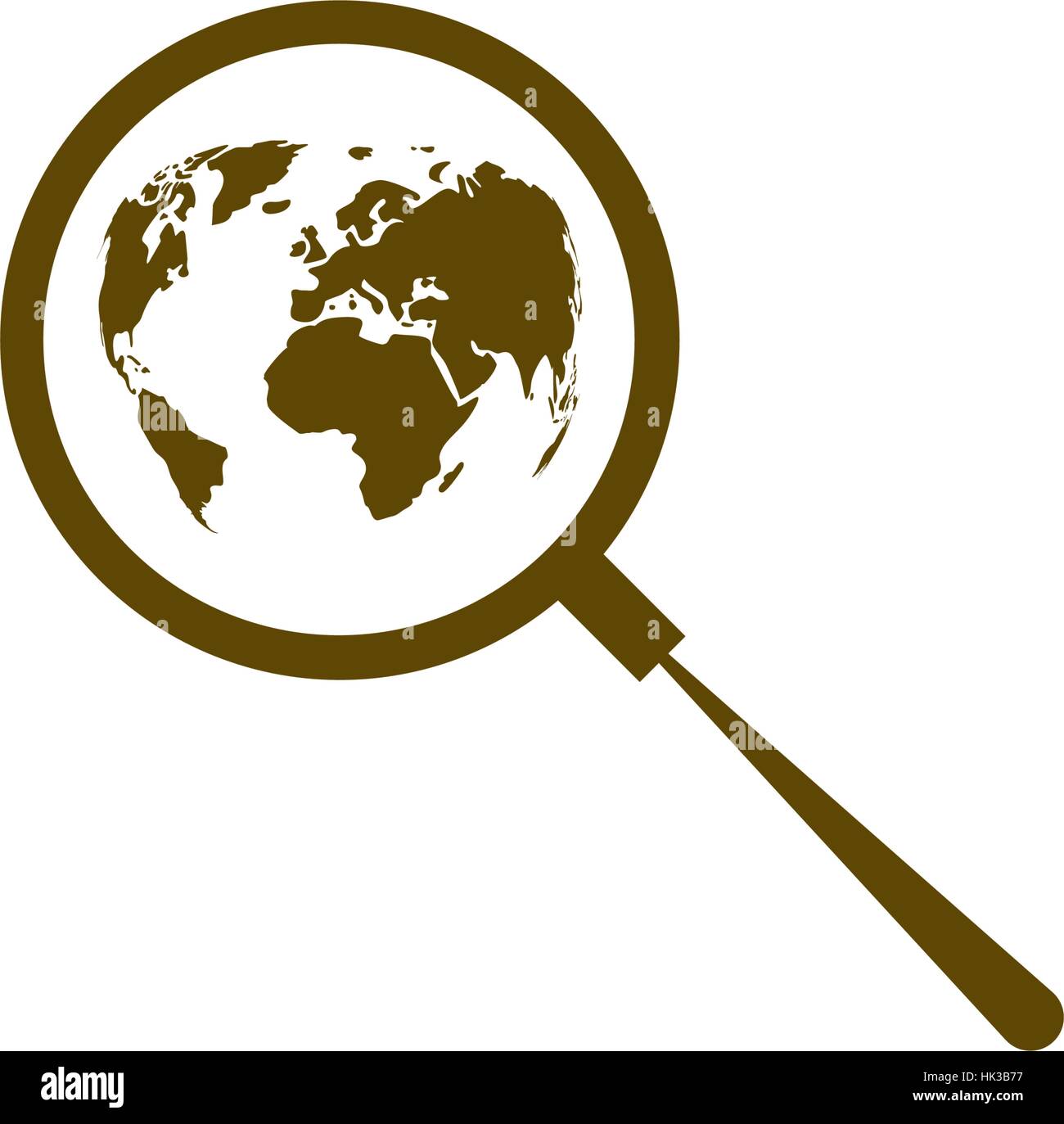 Analyzing the world. Magnifier glass with globe vector illustration ...