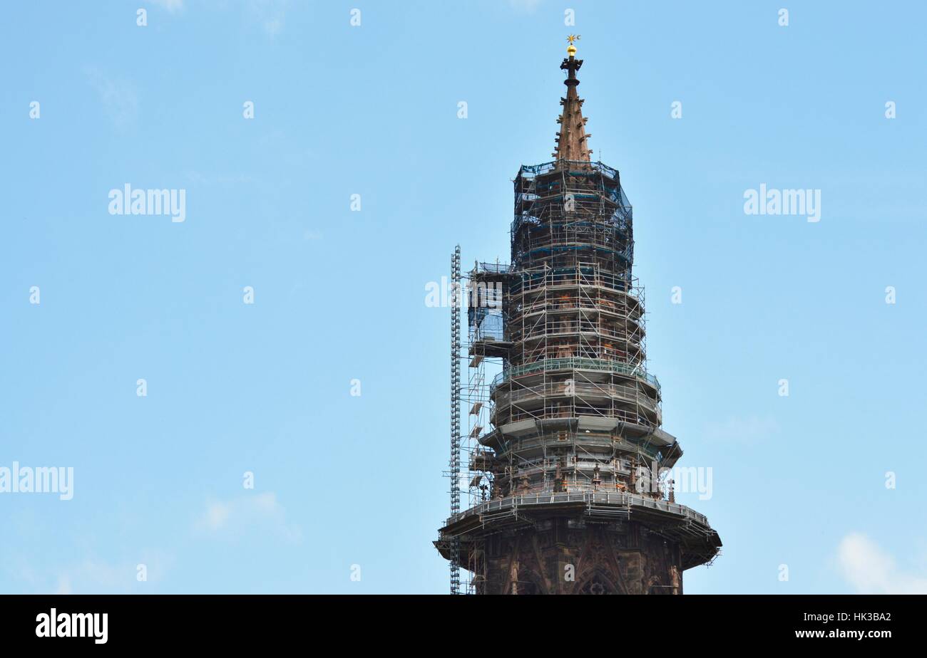 tower, cathedral, high-rise apartment building, gothically, restoration ...
