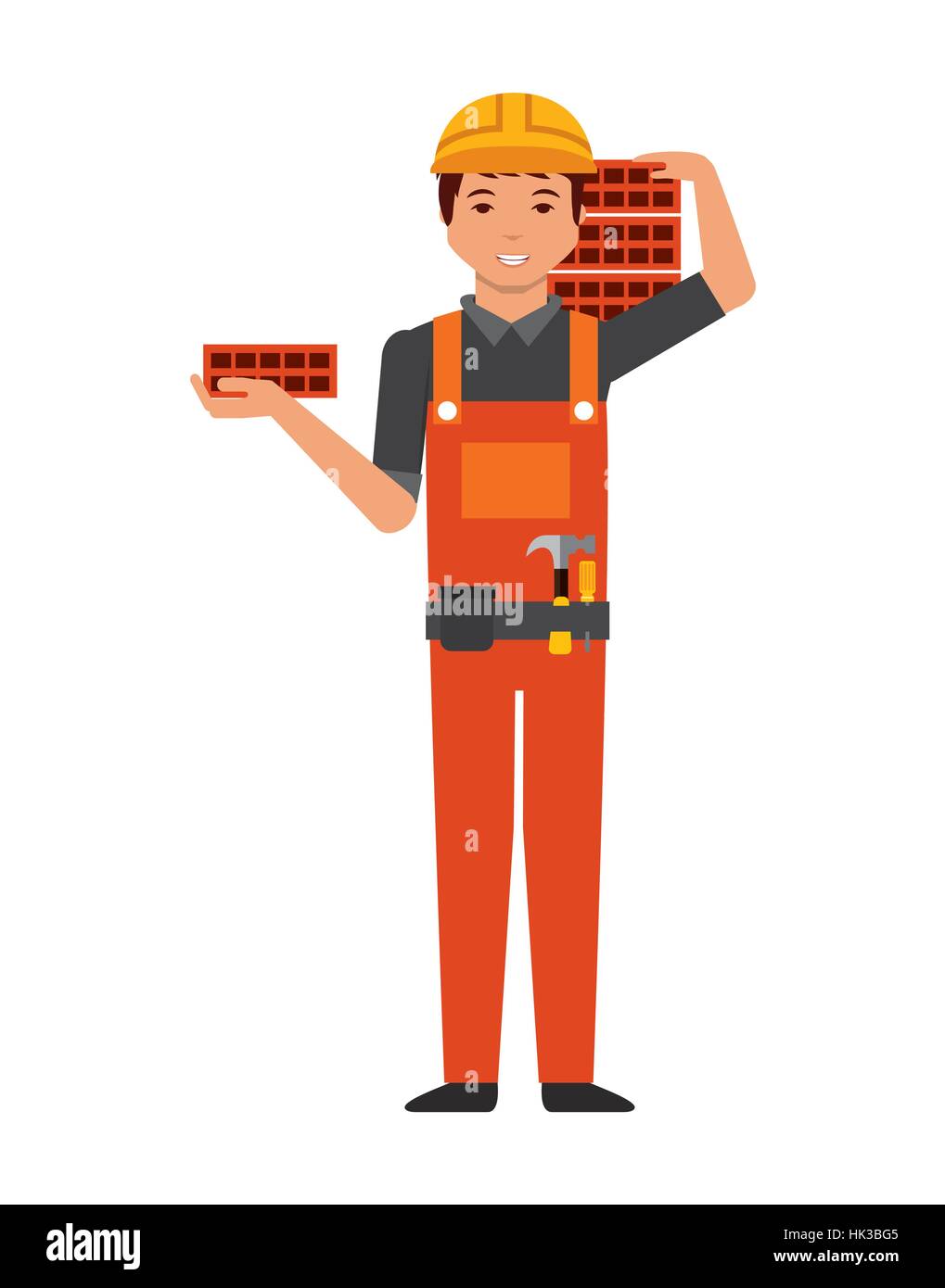 construction worker cartoon icon over white background. colorful design ...