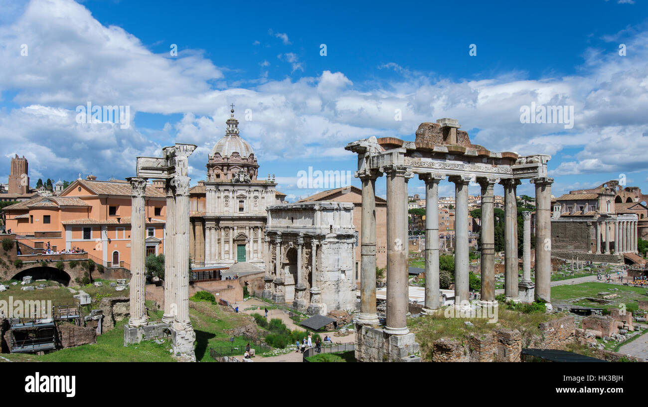 Roman Forum panoramic view with ancient ruins and beautiful sky Stock ...