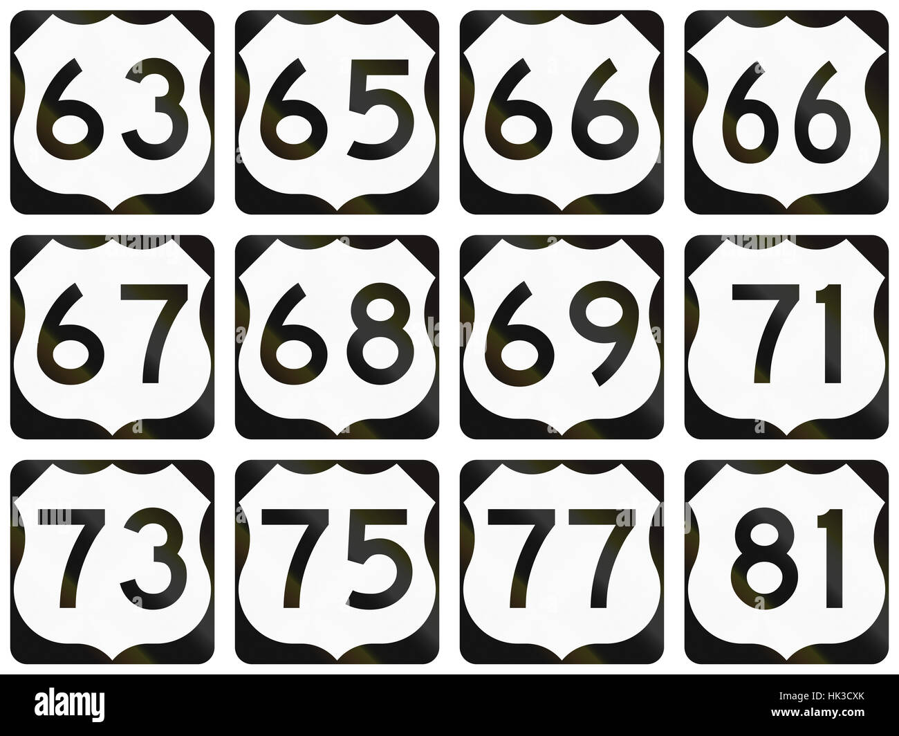 Collection of general United States Route shields Stock Photo - Alamy
