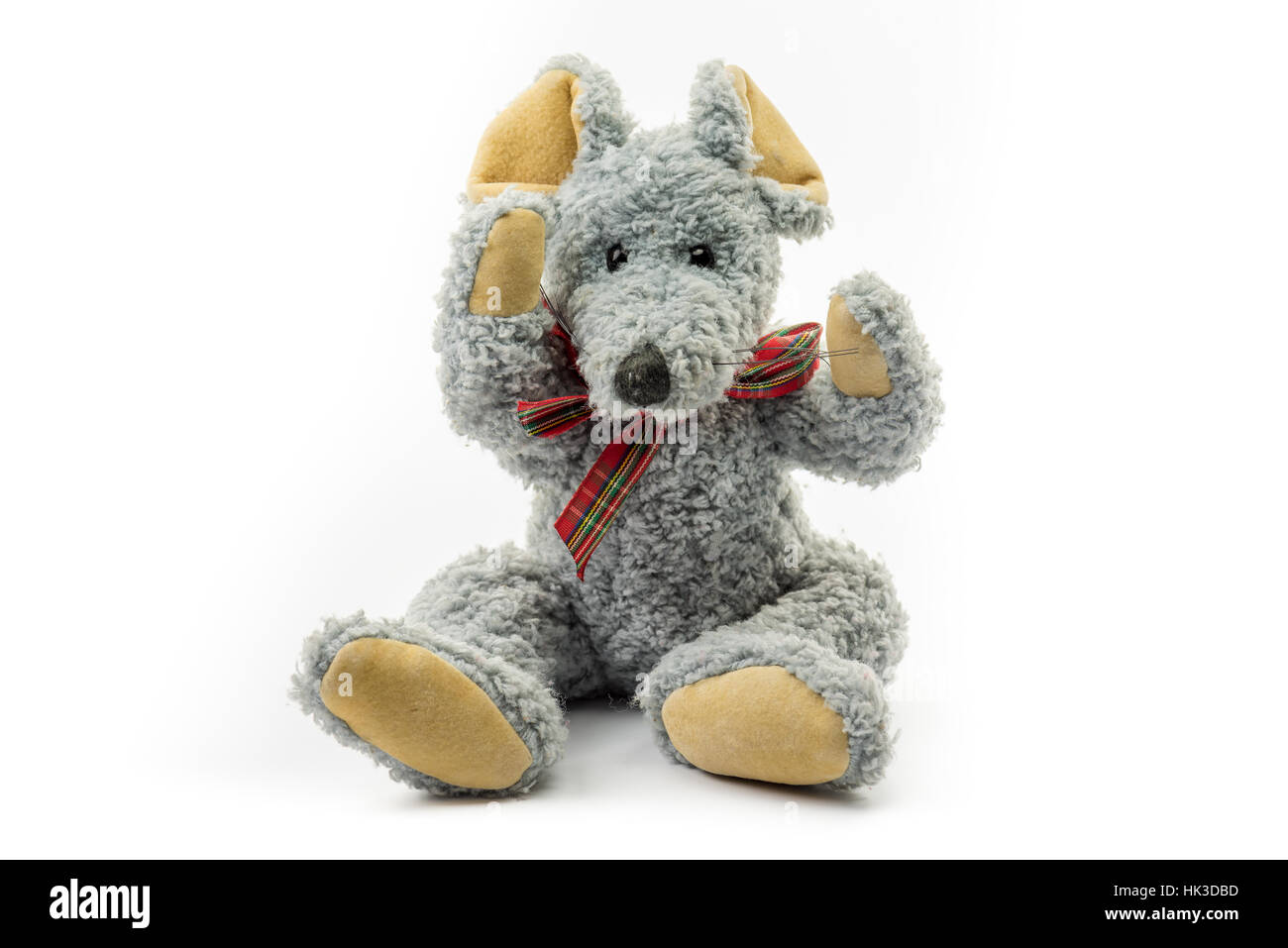 Soft toy, grey mouse isolated on white Stock Photo - Alamy