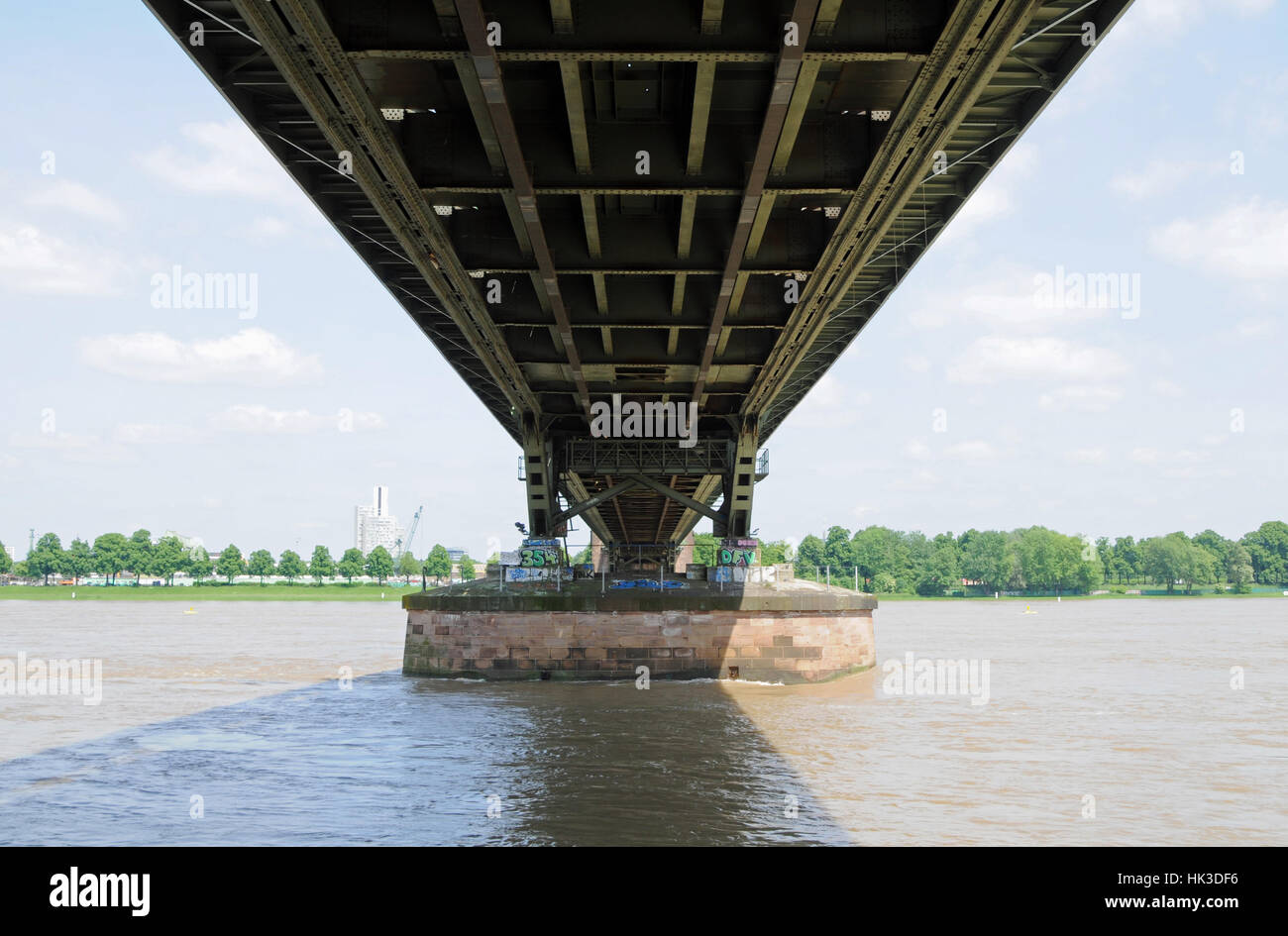 cologne, bridge, rhine, steel construction, flood, arched bridge ...