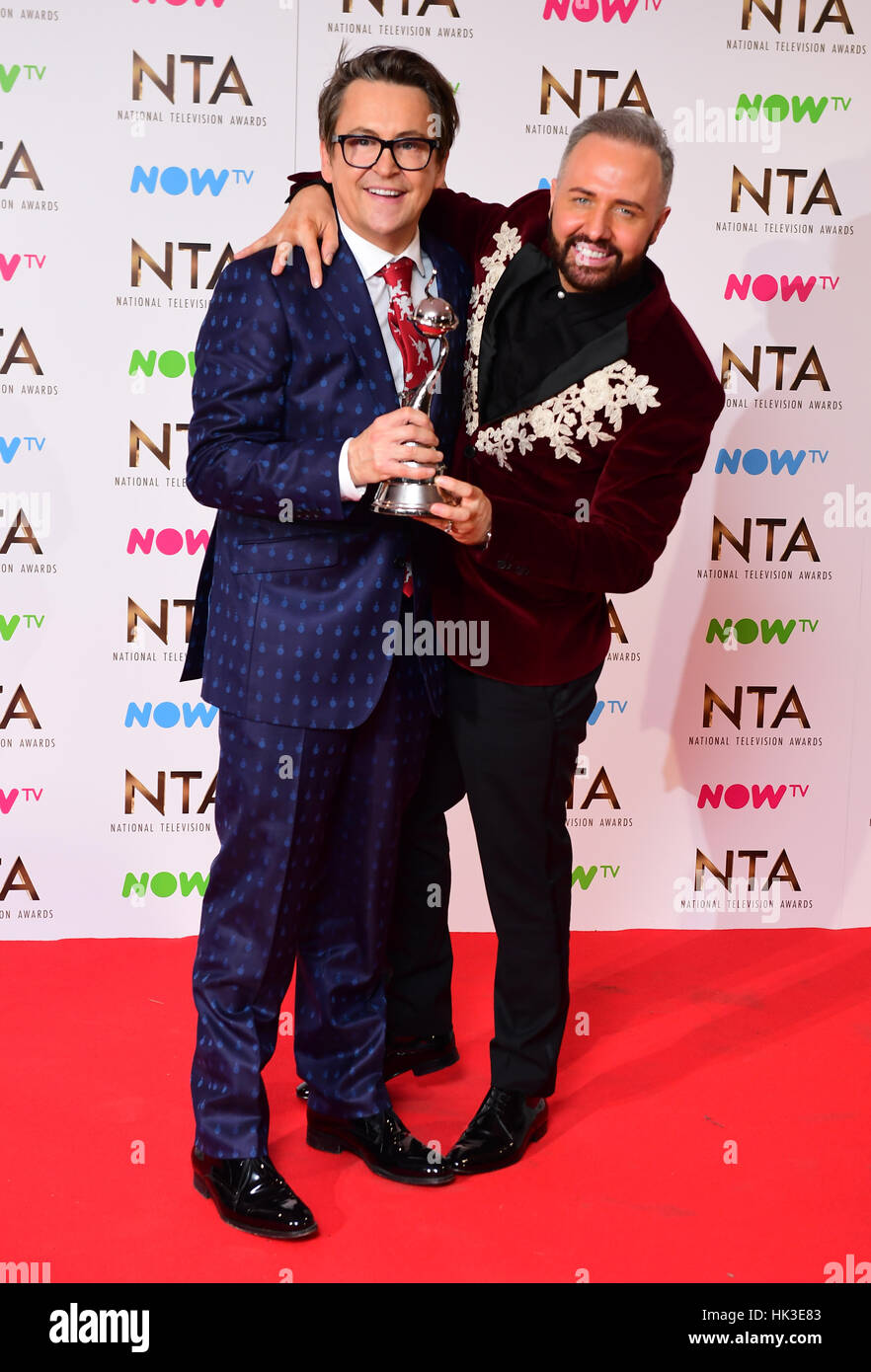 Chris Steed and Stephen Webb in the press room with the award for Best ...