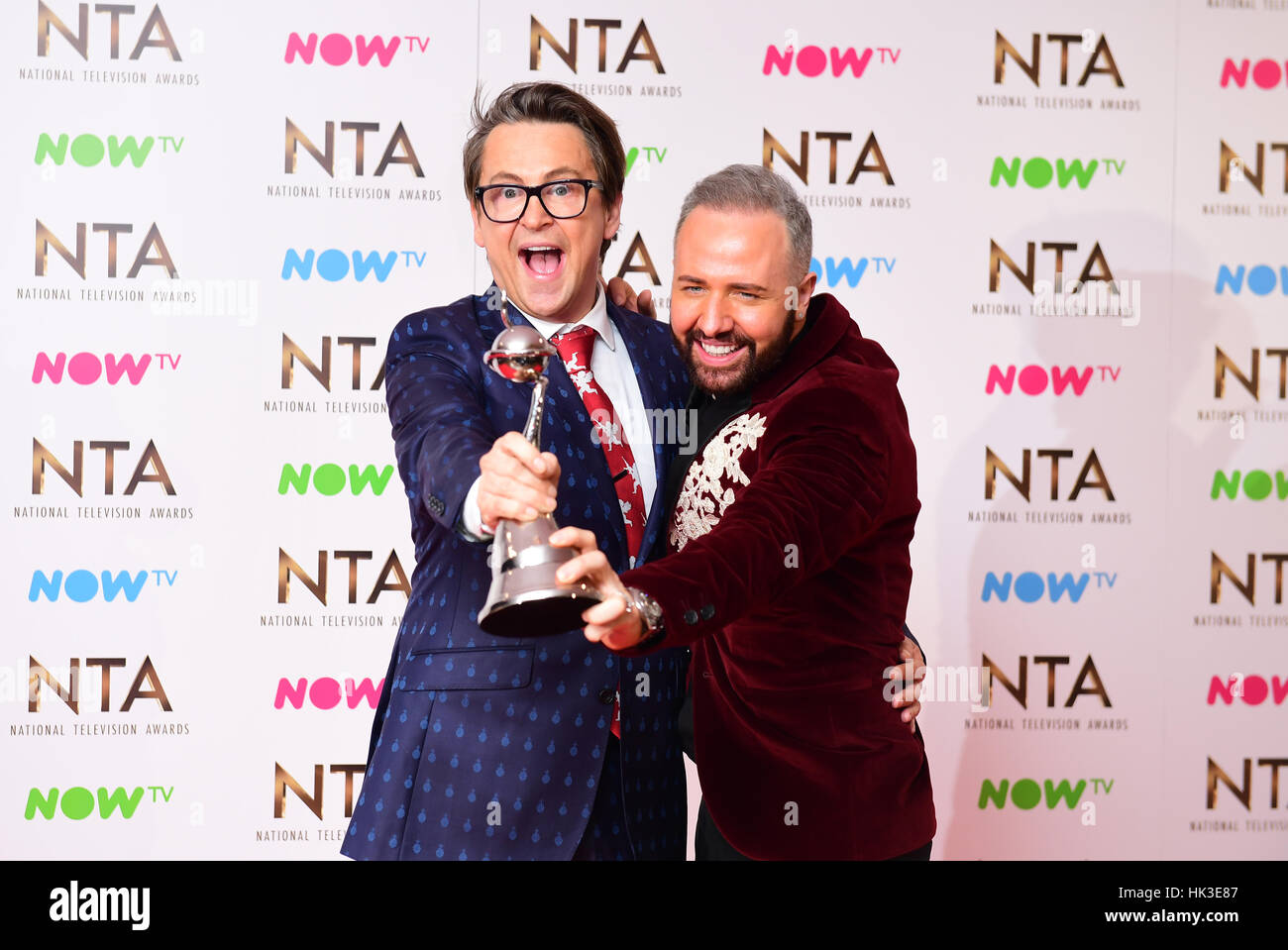 Chris Steed and Stephen Webb in the press room with the award for Best ...