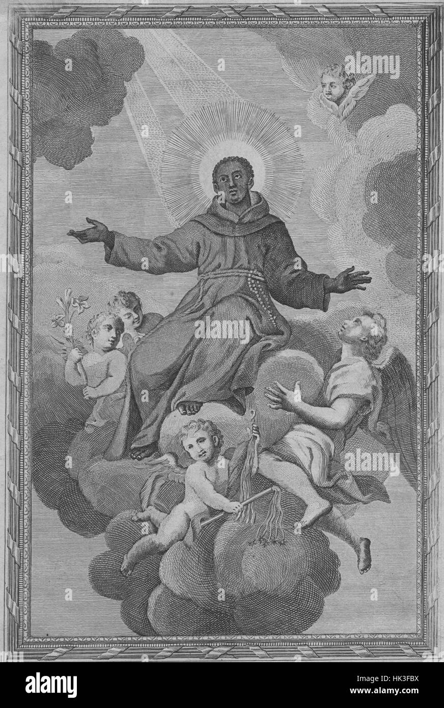 A drawing of St Benedict the Moor, who was born of slaves but freed at ...