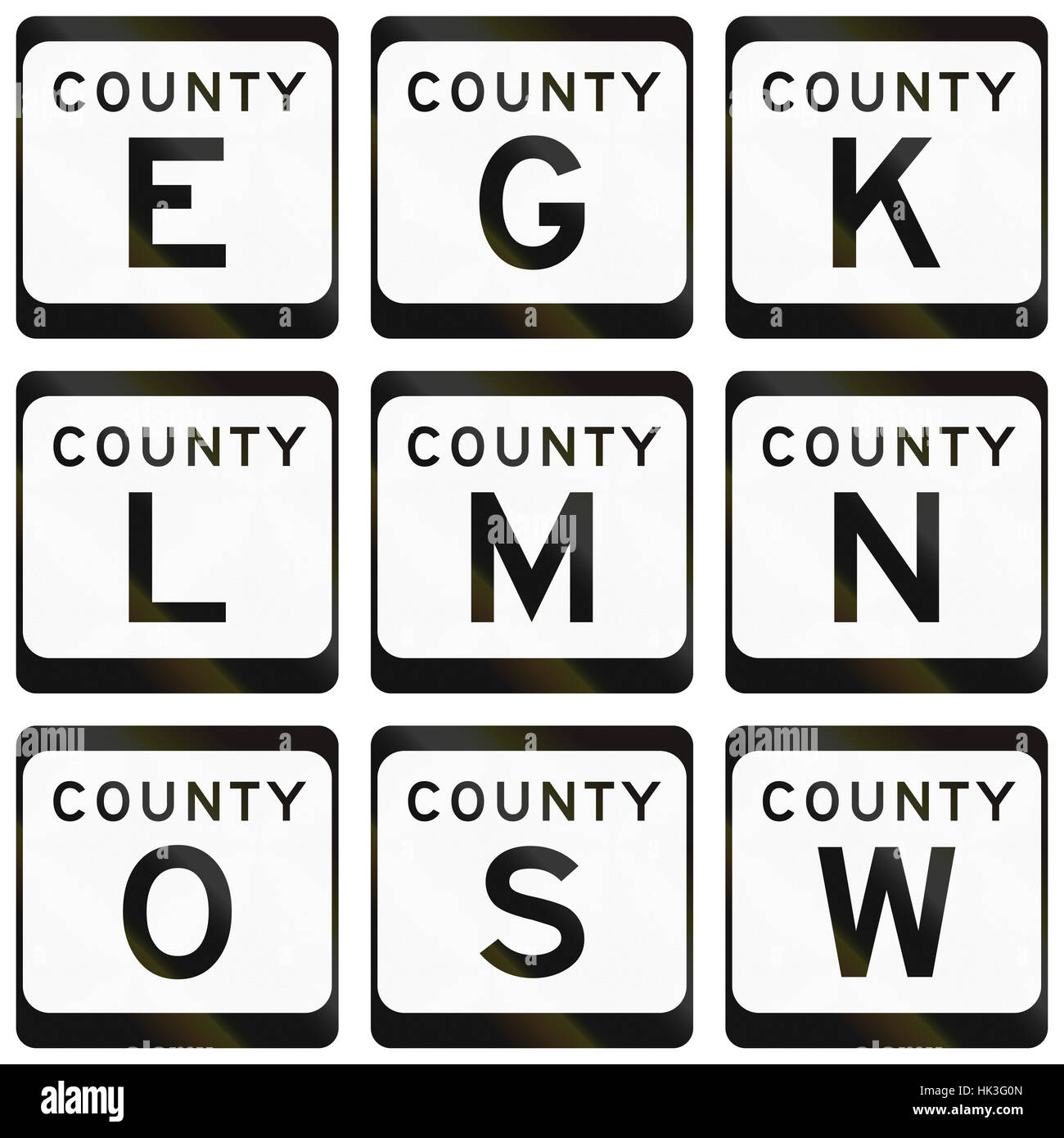 Collection of County Route shields in the US state Wisconsin Stock ...