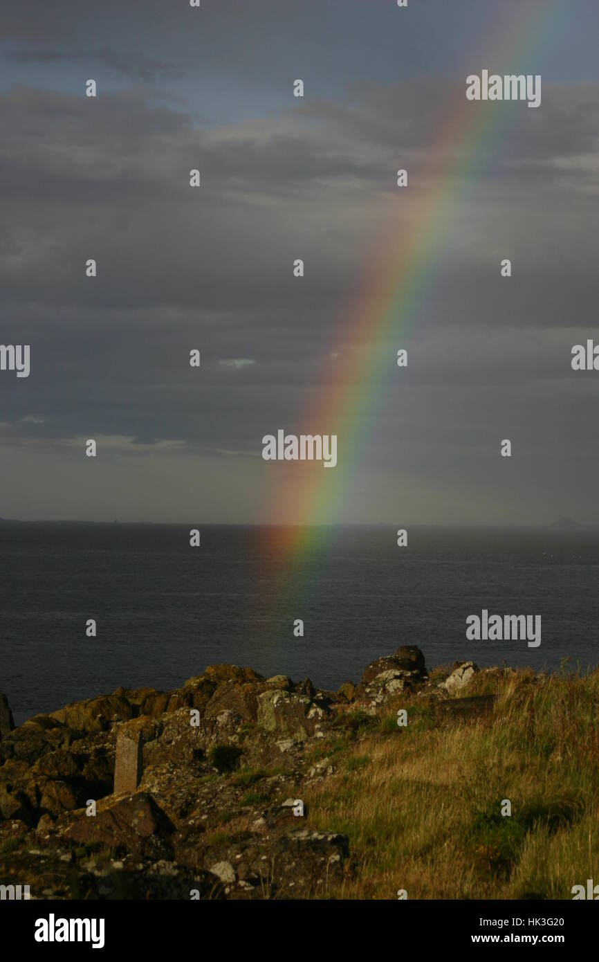 An amazing double rainbow over cramond island hi-res stock photography ...