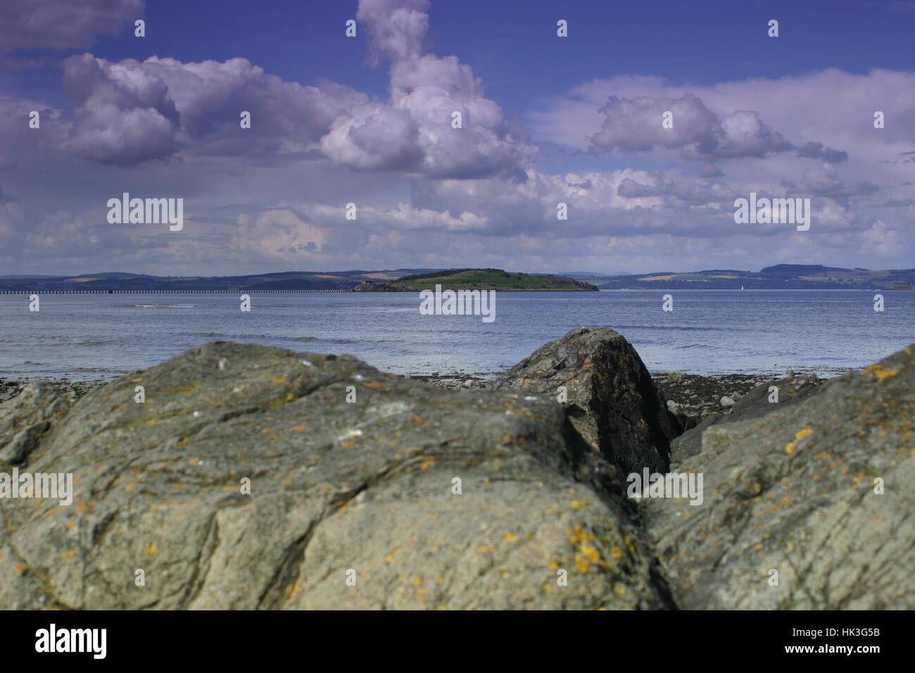 Cramond Island from the grounds near Lauriston Castle in Edinburgh ...
