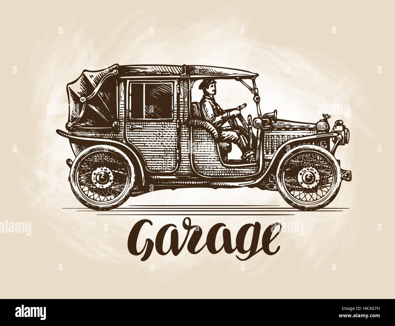 Hand-drawn retro car. Sketch vector illustration Stock Vector Image ...