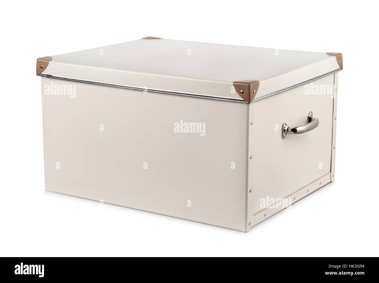 Grey storage box with lid isolated on white Stock Photo - Alamy