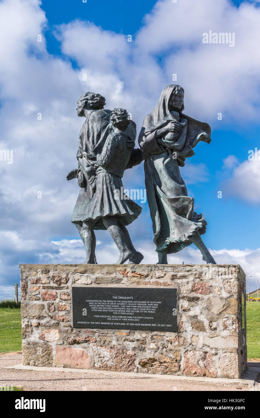 Lateral view on Emigrant Statue, Helmsdale, Scotland Stock Photo - Alamy
