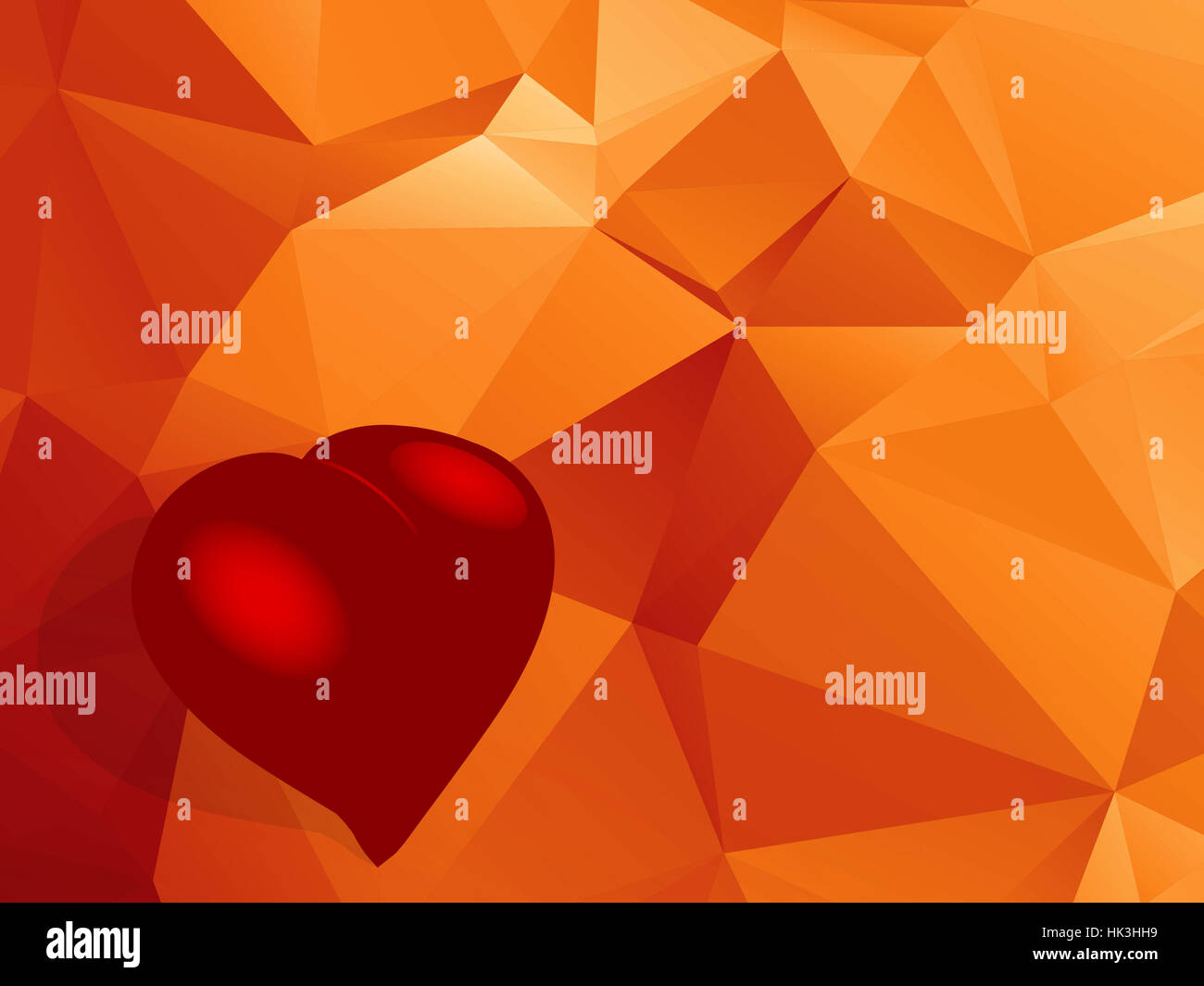 3D Illustration of a Red Love Heart with Shadow on Bottom Left Corner ...