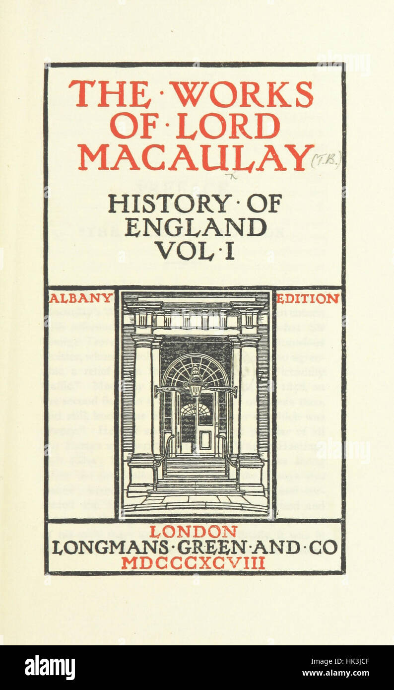 The image is from 'The Works of Lord Macaulay,' an edition showcasing ...