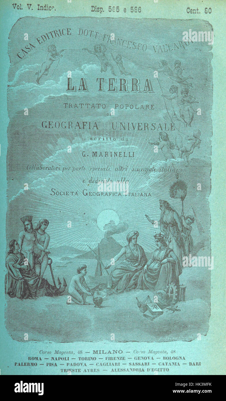 Illustration and map from the 'La Terra' geography book, showing global ...
