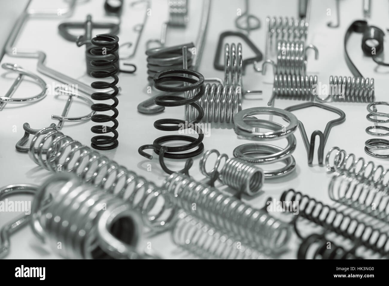 Various metal springs for different purposes, note shallow depth of ...