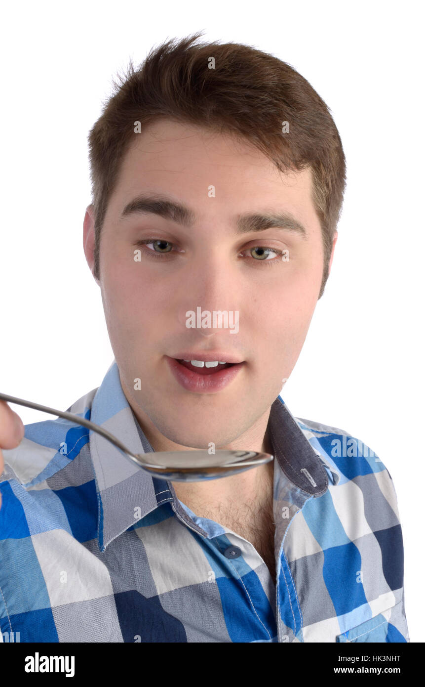 Taste food eyes closed man hi-res stock photography and images - Alamy