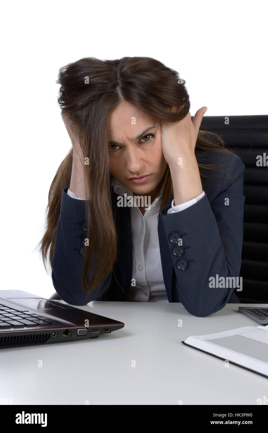 young business woman has trouble at the office Stock Photo - Alamy