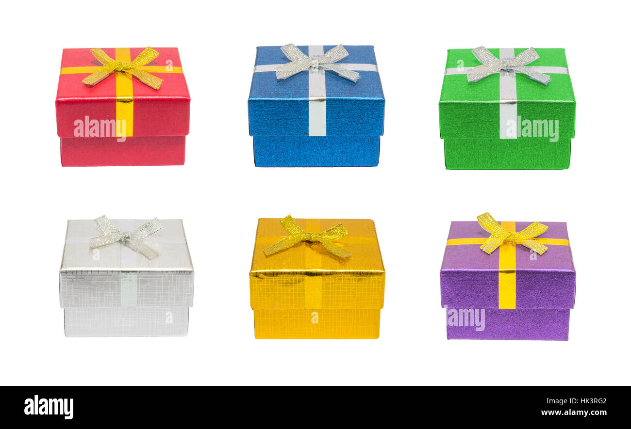 Front view of various shiny colorful blue, red, green, silver, gold ...