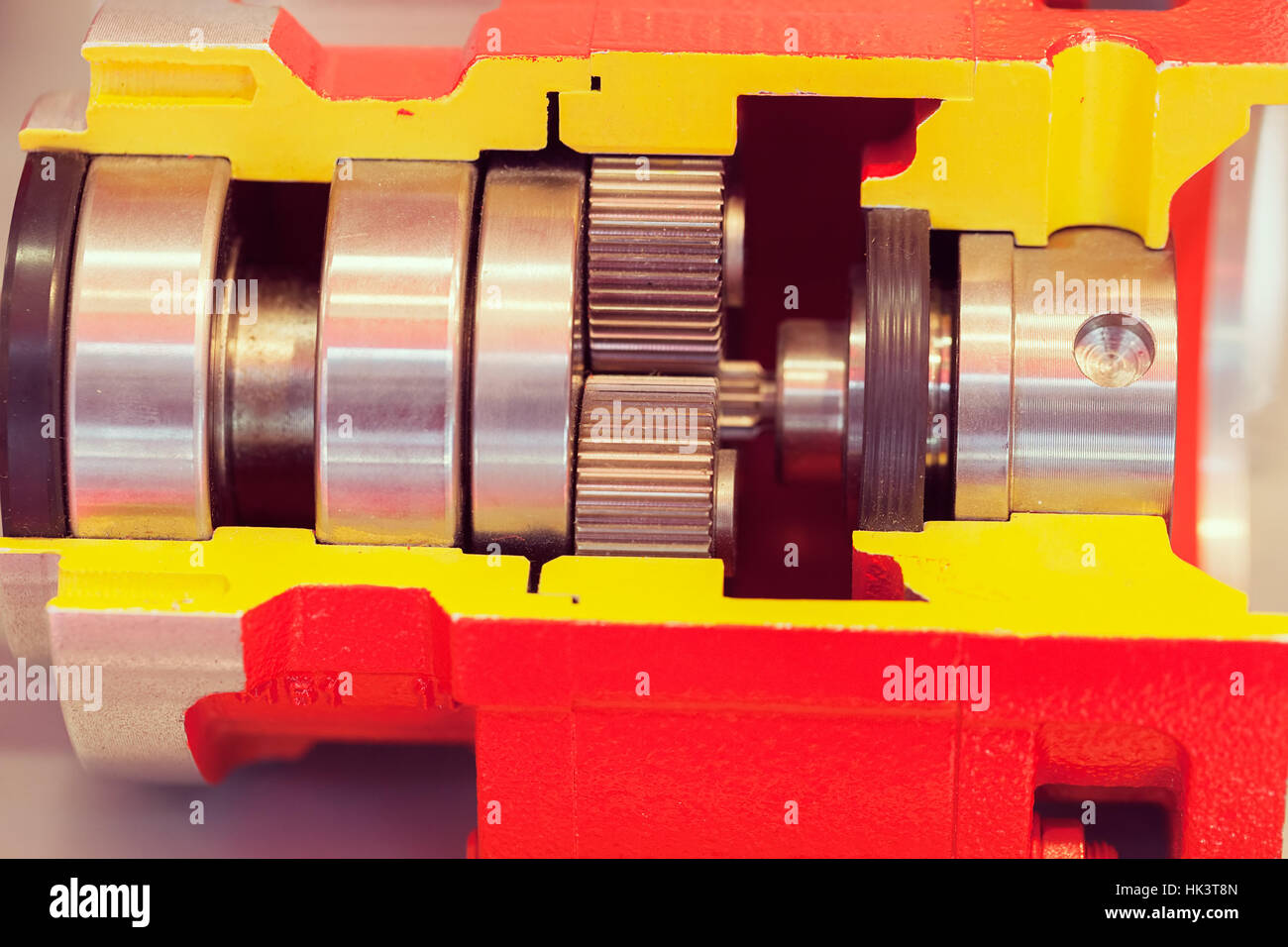 section of vertical gear unit with cylindrical gears, note shallow ...