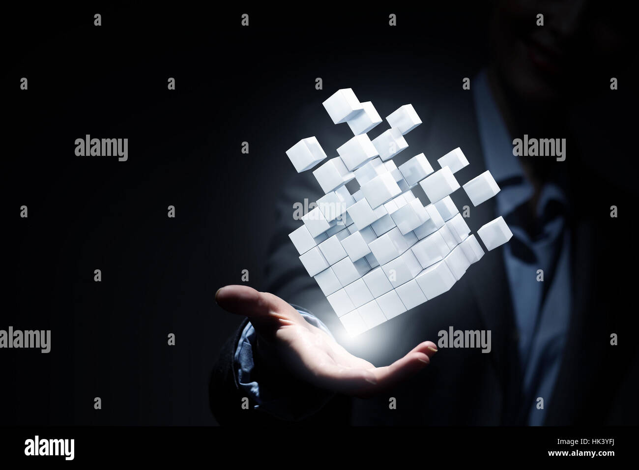 Businessman hand shows cube hi-res stock photography and images - Alamy