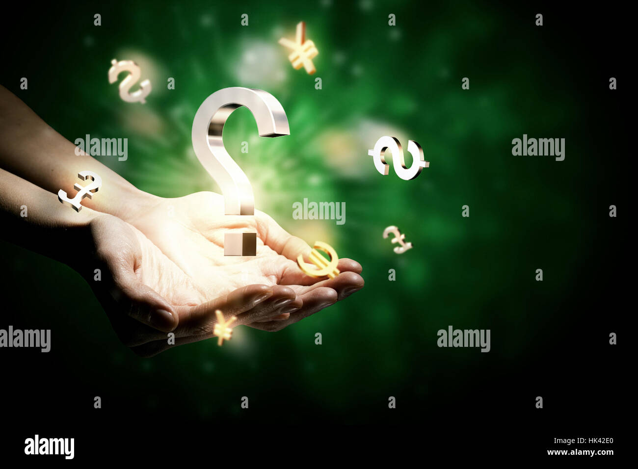 Hands holding money currency symbols in palms hi-res stock photography ...