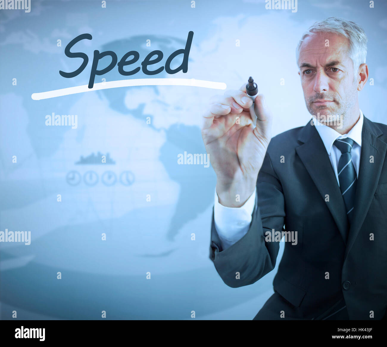Businessman writing the word speed with a marker Stock Photo - Alamy