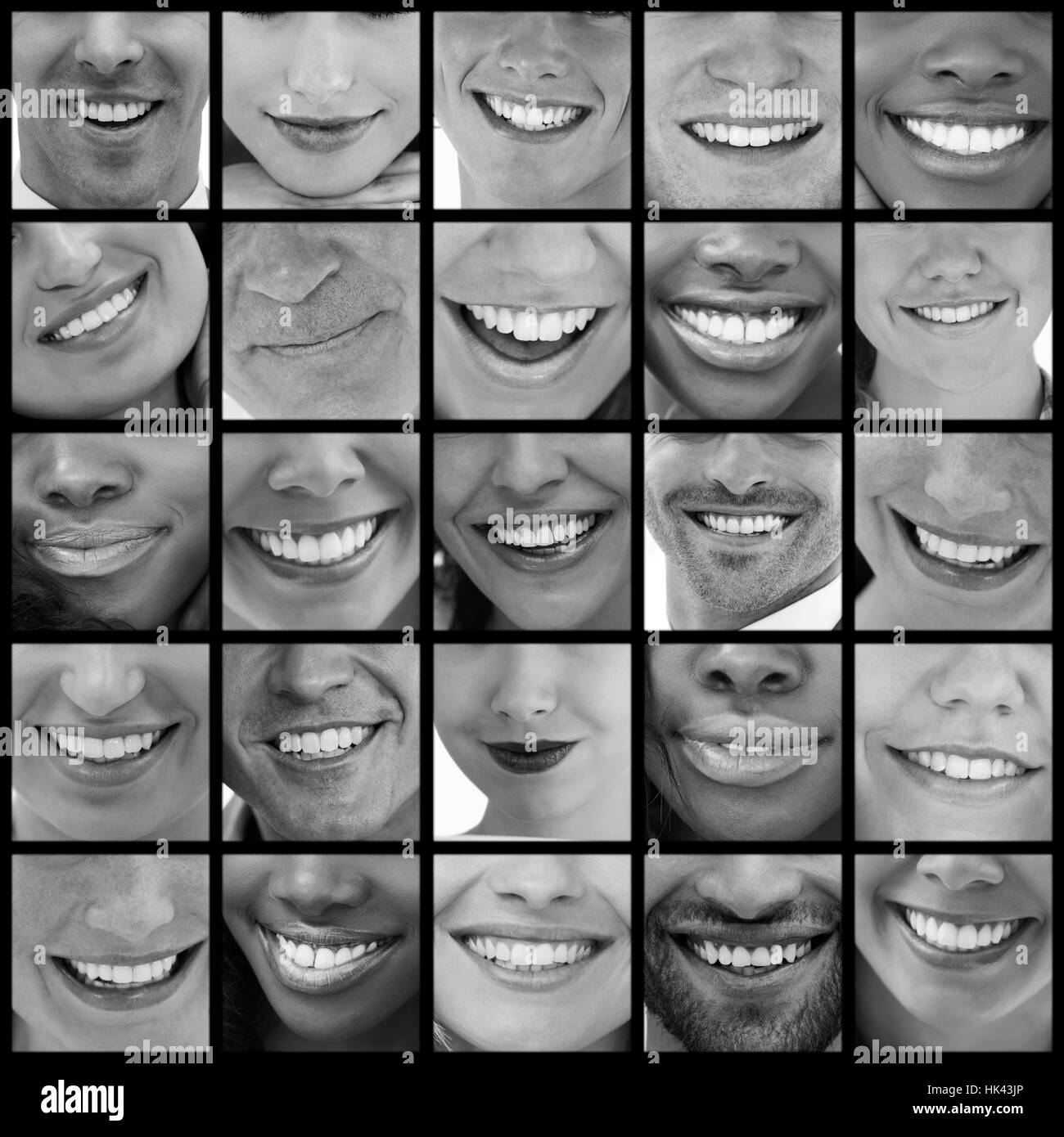 Attractive female smile teeth Black and White Stock Photos & Images - Alamy