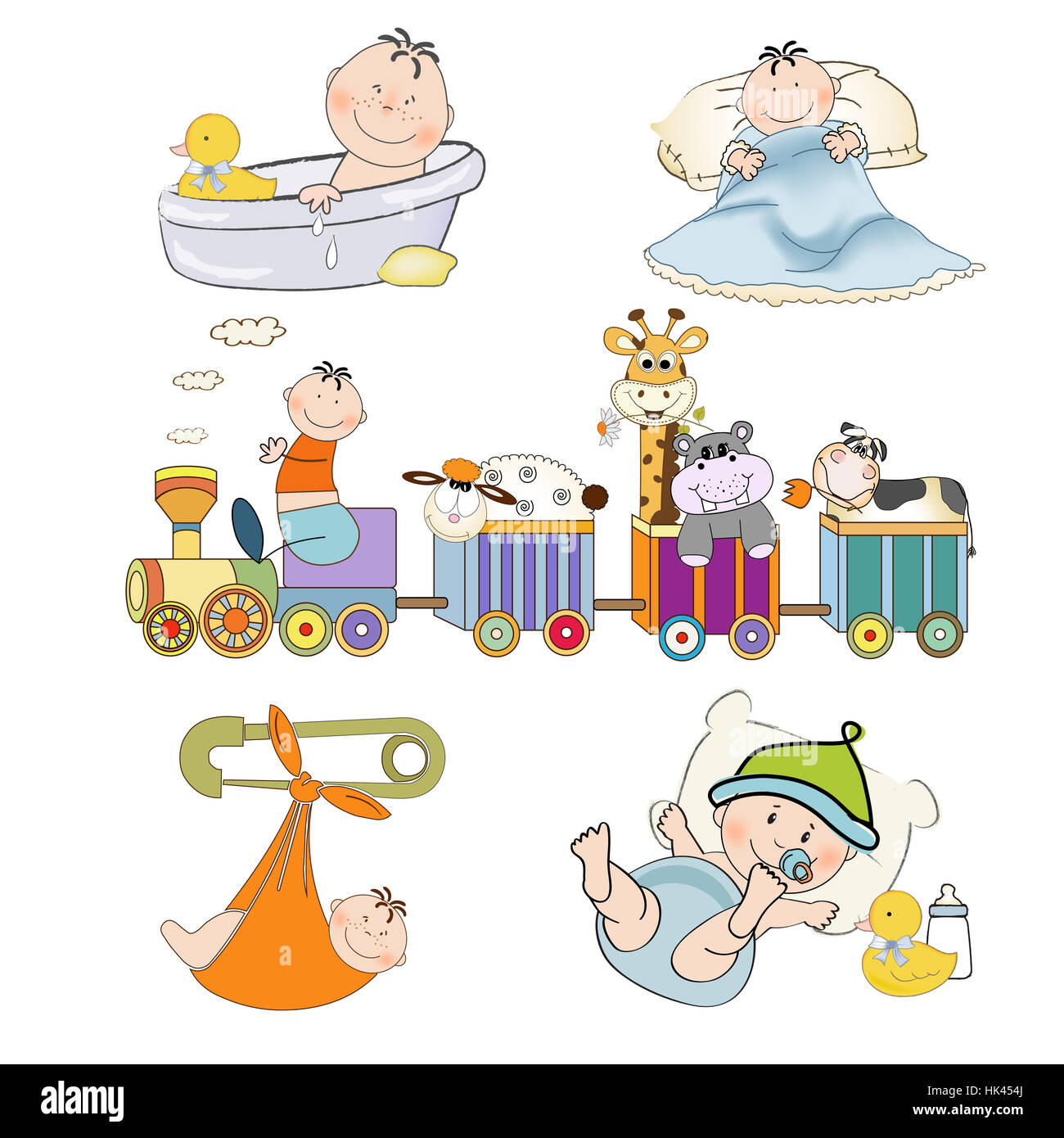 new, illustration, cub, baby, welcome, set, cartoon, vector, boy, lad ...