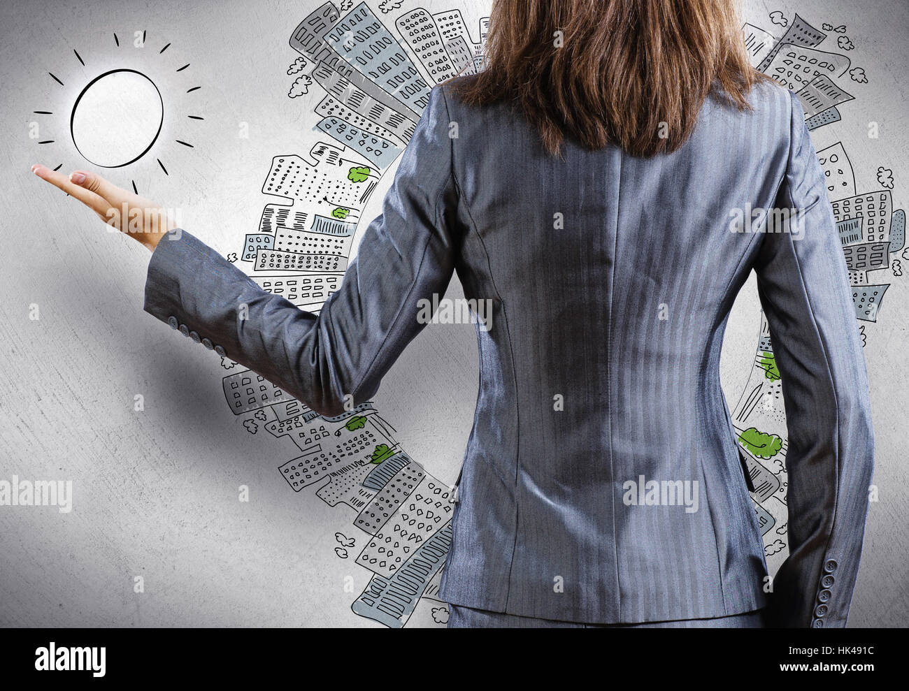 Rear view businesswoman sketches hi-res stock photography and images ...