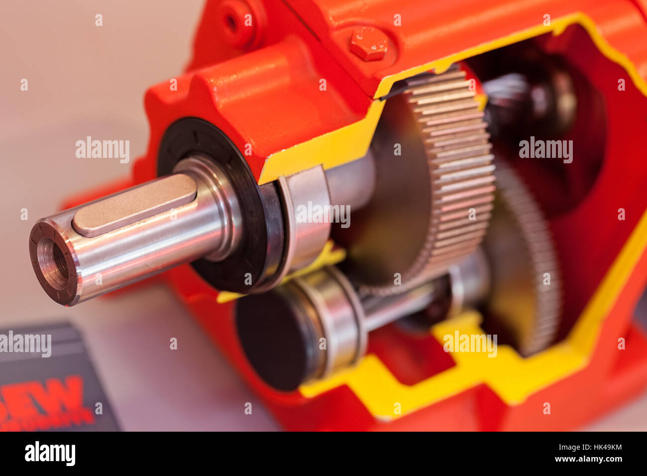 section of vertical gear unit with cylindrical gears, note shallow ...