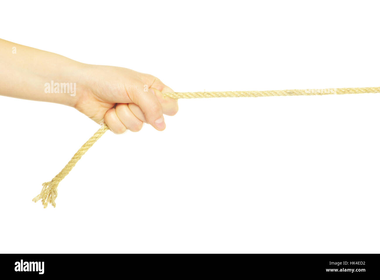 Hands and rope isolated on white background Stock Photo - Alamy