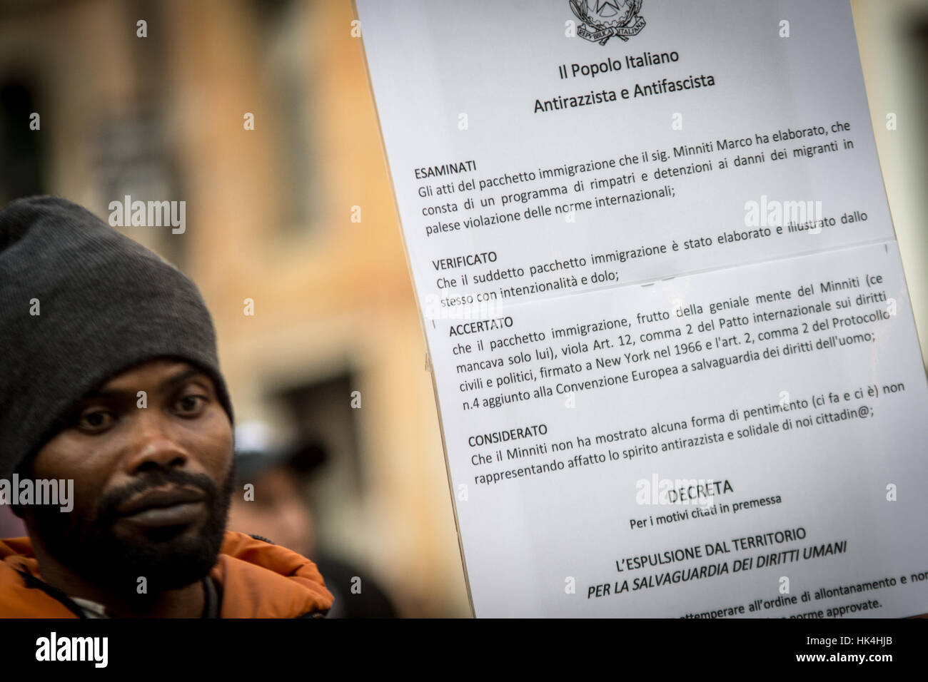Rome, Italy. 25th Jan, 2017. Migrant, refugees and asylum seekers ...