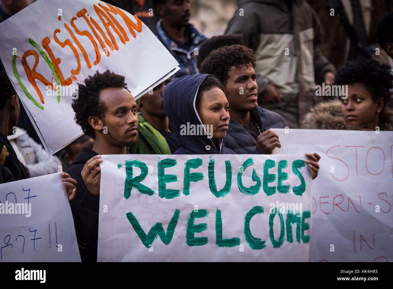Rome, Italy. 25th Jan, 2017. Migrant, refugees and asylum seekers ...