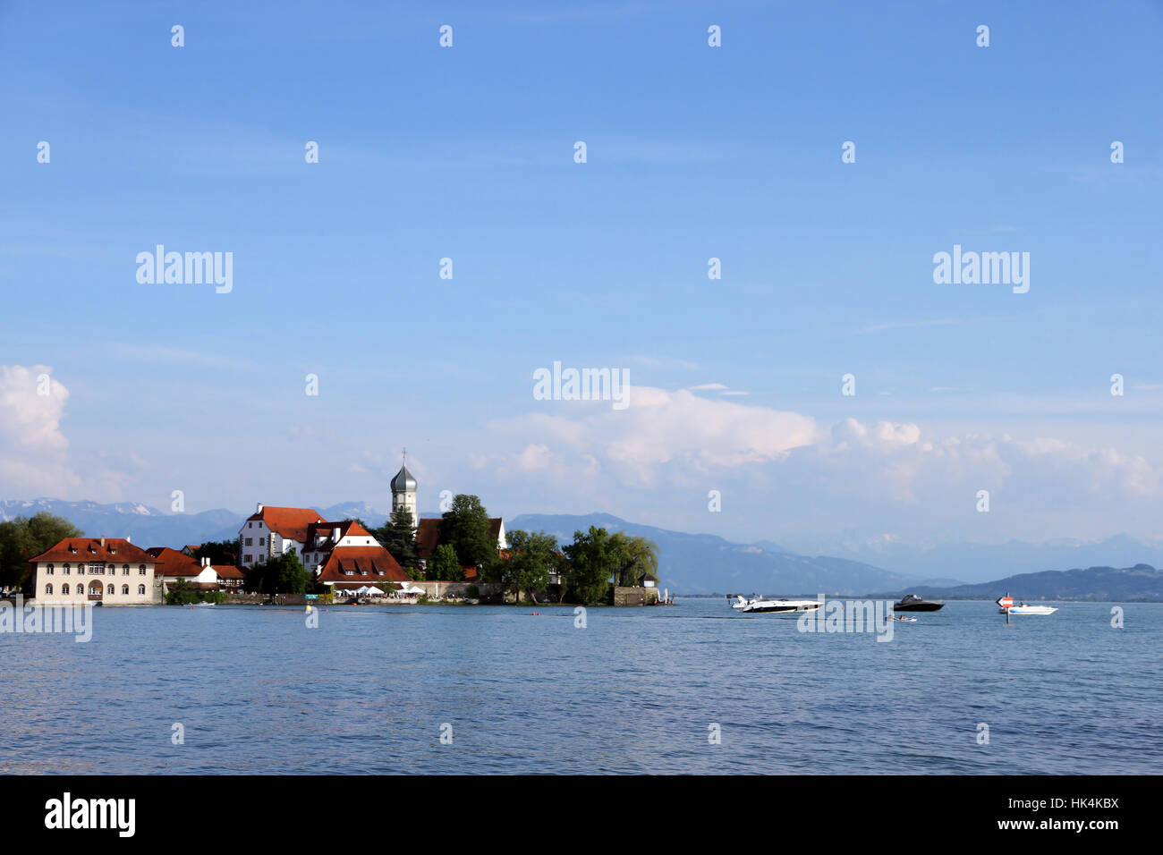 church, bavaria, lake constance, boats, sailing boat, sailboat, rowing ...