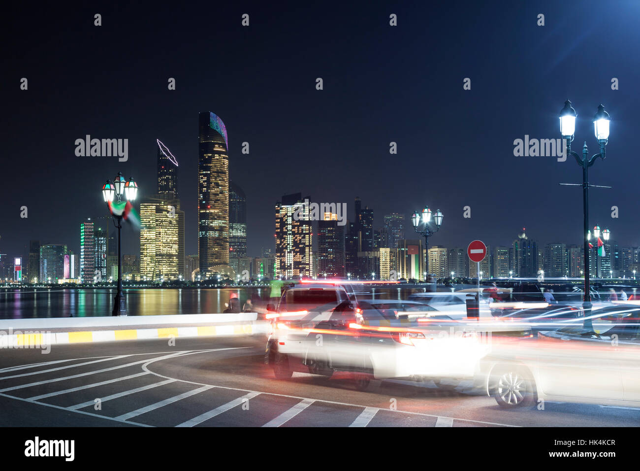 Corniche of Abu Dhabi at night, United Arab Emirates Stock Photo - Alamy