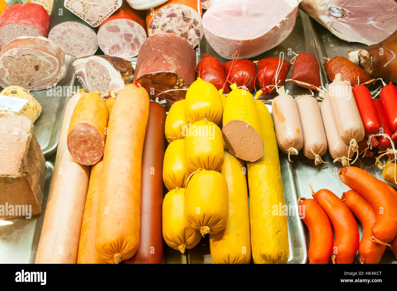 Assortment of pork products, in a pork butcher Stock Photo - Alamy