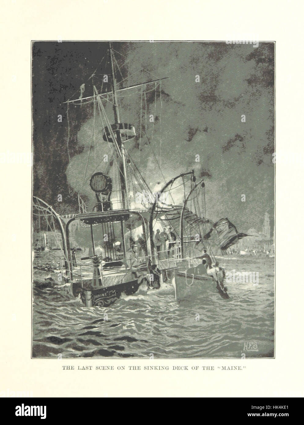 The photograph shows a page from 'The Maine,' detailing the explosion ...