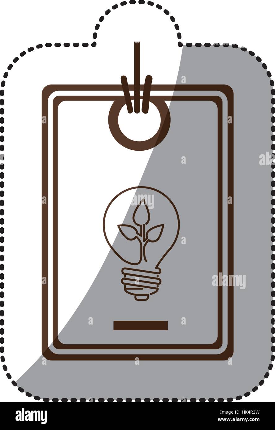 sticker price tag of light bulb with leaf inside vector illustration ...