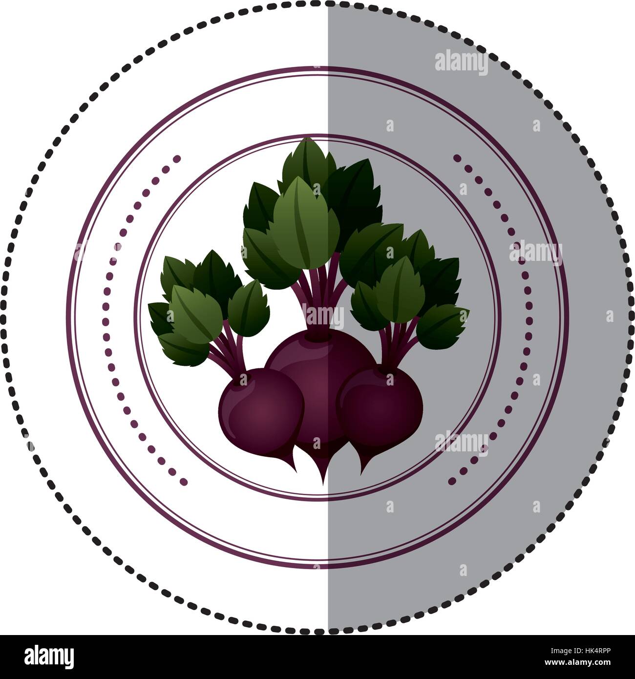 colorful sticker of circular shape with purple beet vegetable . Vector ...