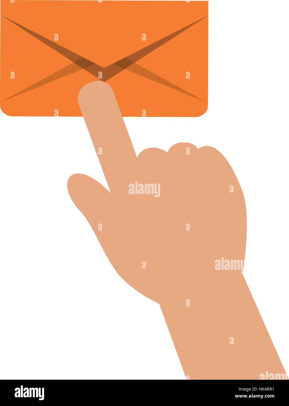 hand with envelope icon over white background. colorful design. vector ...
