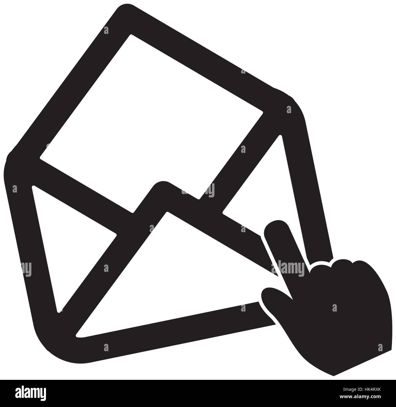 envelope with hand cursor icon over white background. vector ...